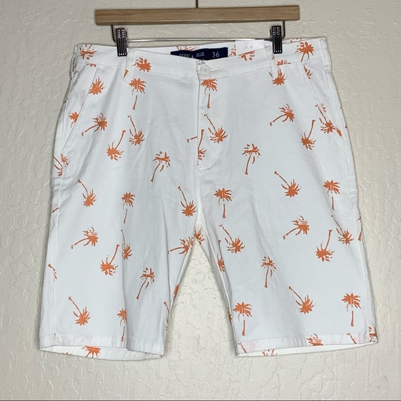 Pacific Blue | Shorts | Pacific Blue Palm Tree Print Stretch Shorts ...
